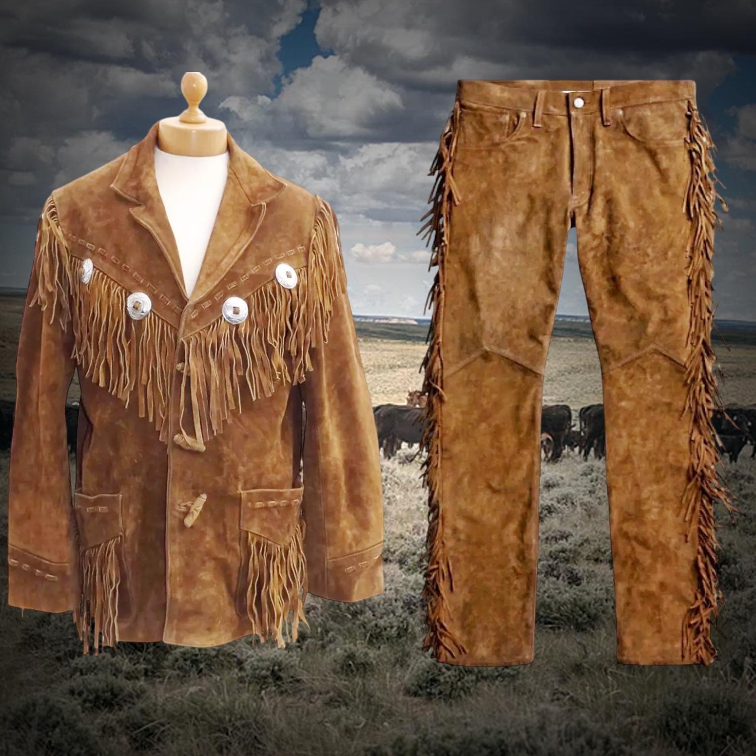 Traditional Western Wear Suede Leather Fringe Suit, Cowboy Leather ...