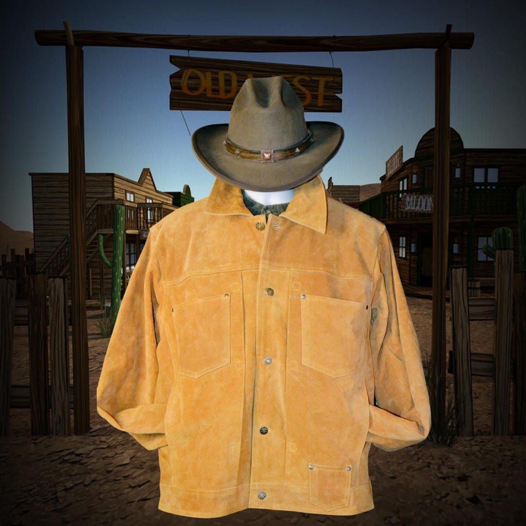 Western Wear Suede Jean Jacket, Old West Suede Leather Jean Jacket, Men ...