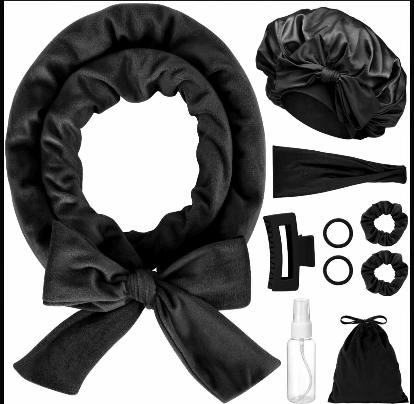 Heatless Curls Overnight With Double Layer Large Satin Sleep Bonnet, 65 ...