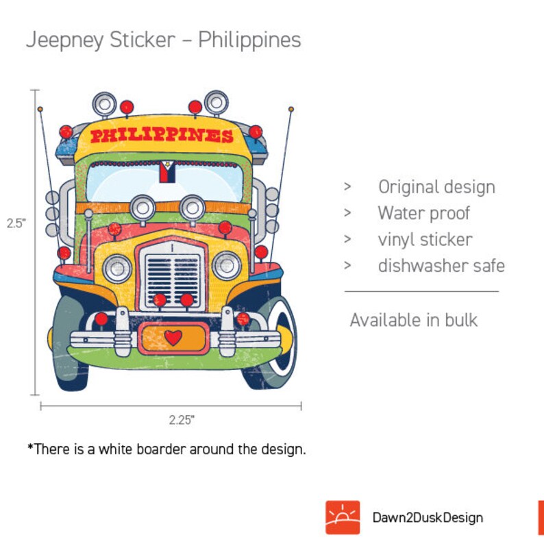 Philippines Jeepney Water Bottle Sticker - Etsy