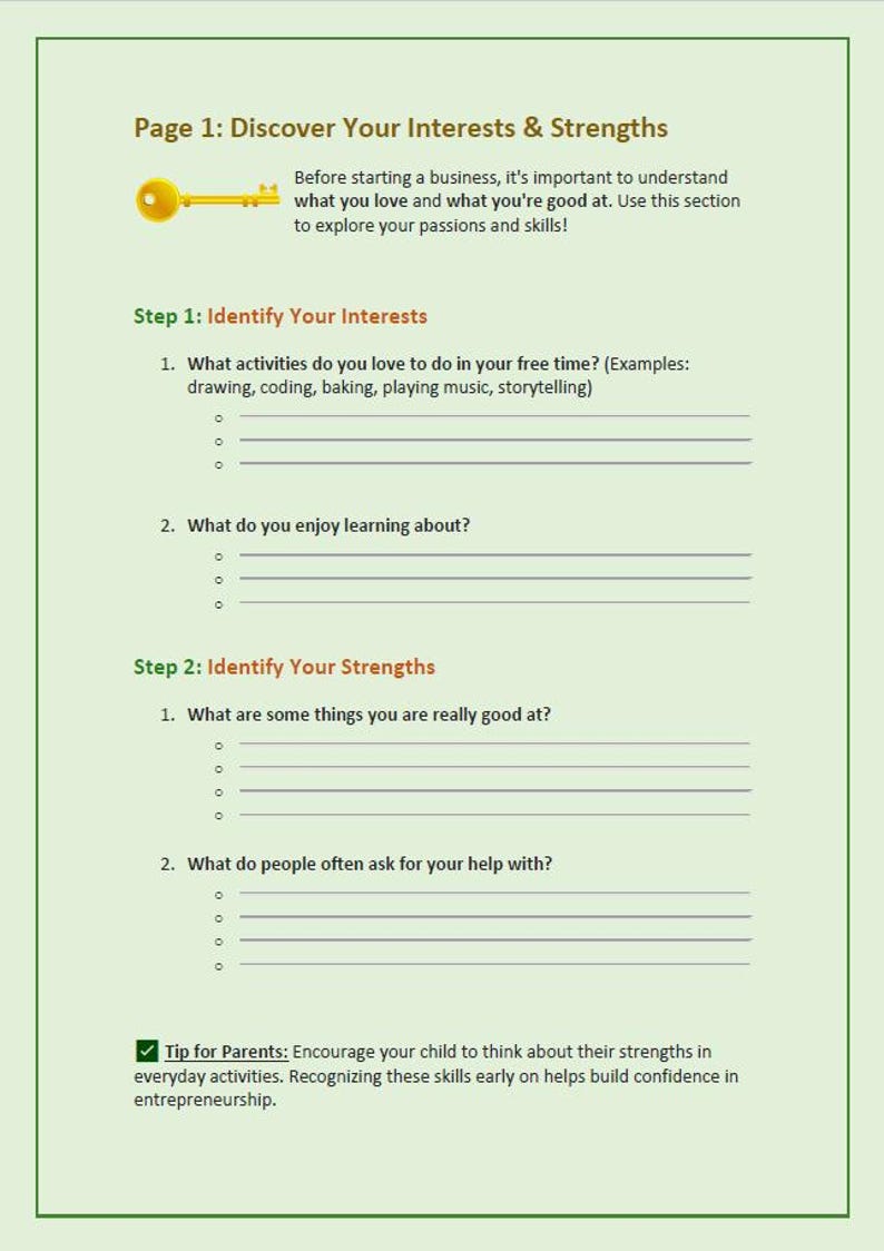 My First Business Idea (ages 10-15). A Step-by-step Entrepreneurial ...