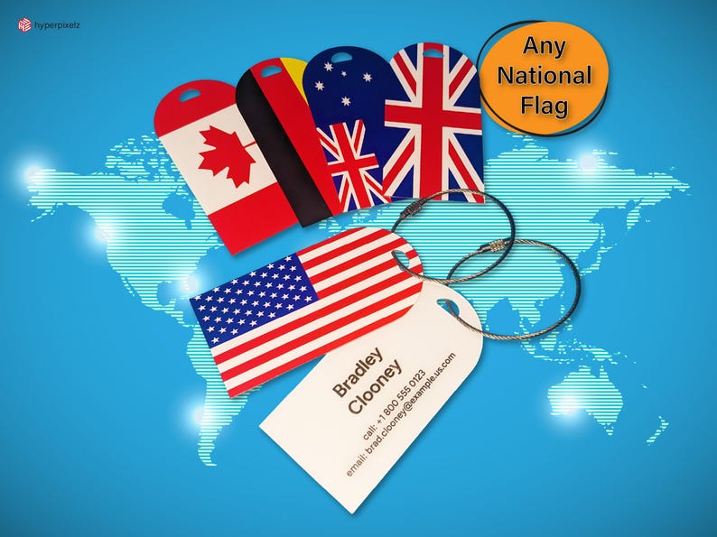 Personalised National Flag Luggage Tags, World Flag Suit Identification ...