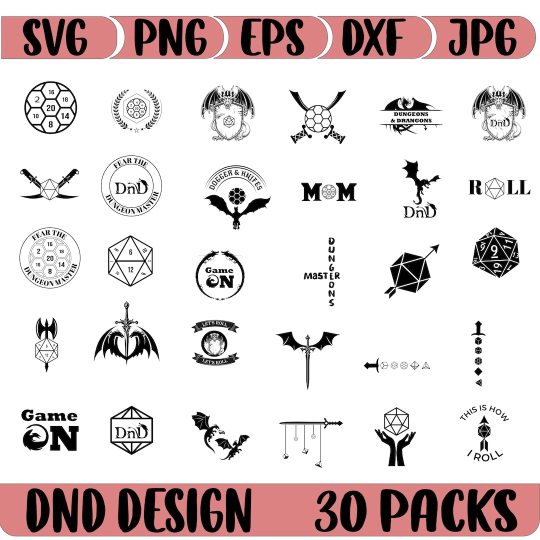 Dungeons and Dragons Svg, D&D Logo, Dnd Icon, Black White Dungeons ...
