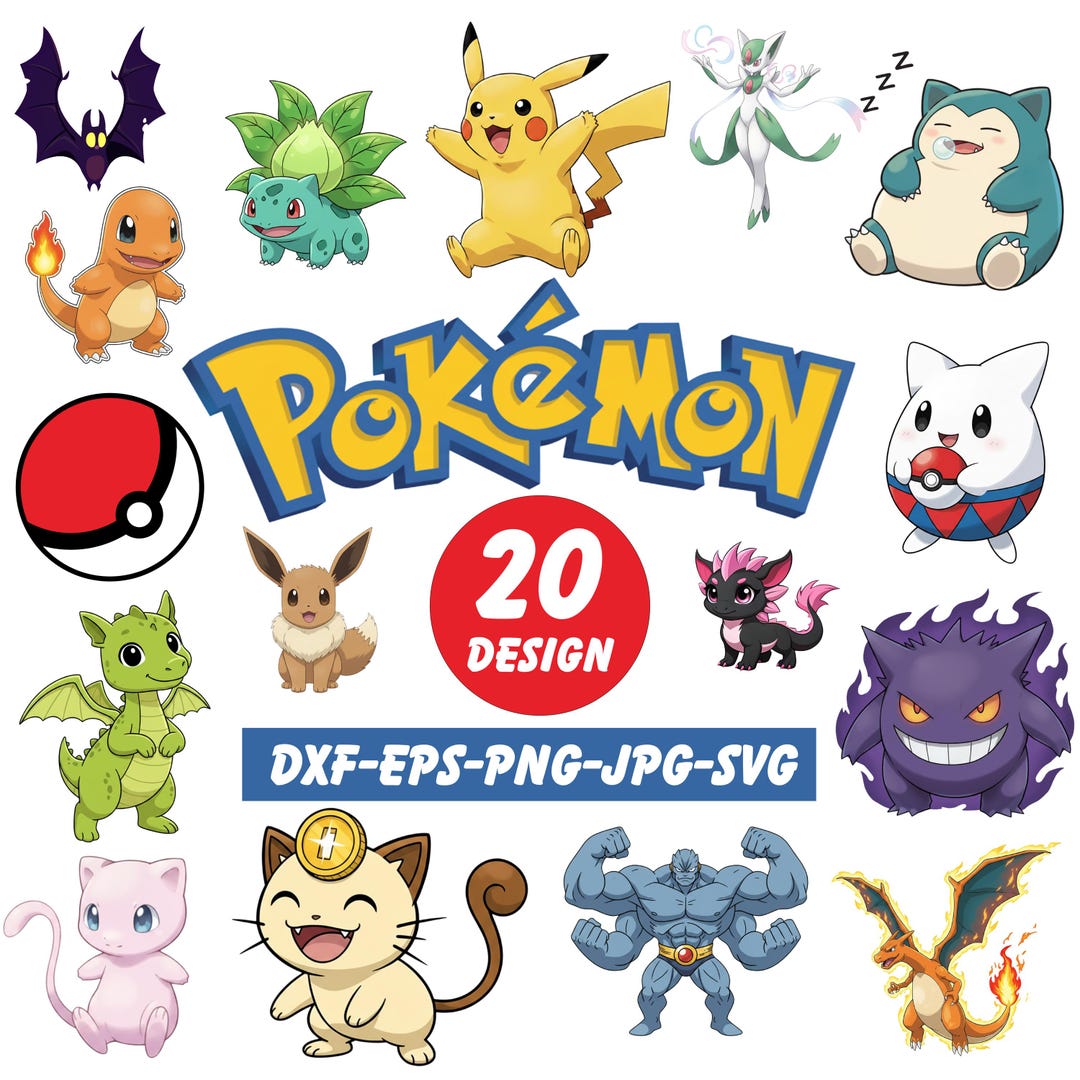 Poke Character Png, Bundle 30 Files, Creature SVG, Cartoon Gamer ...