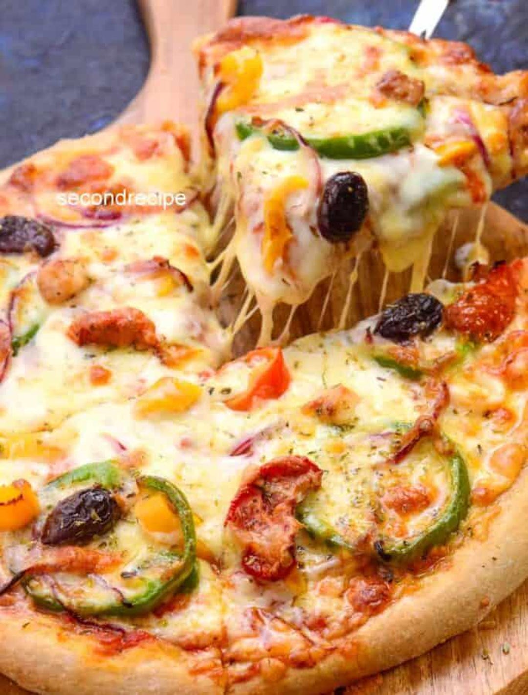 Veggie Supreme Pizza Recipe | Loaded Homemade Vegetarian Pizza With ...