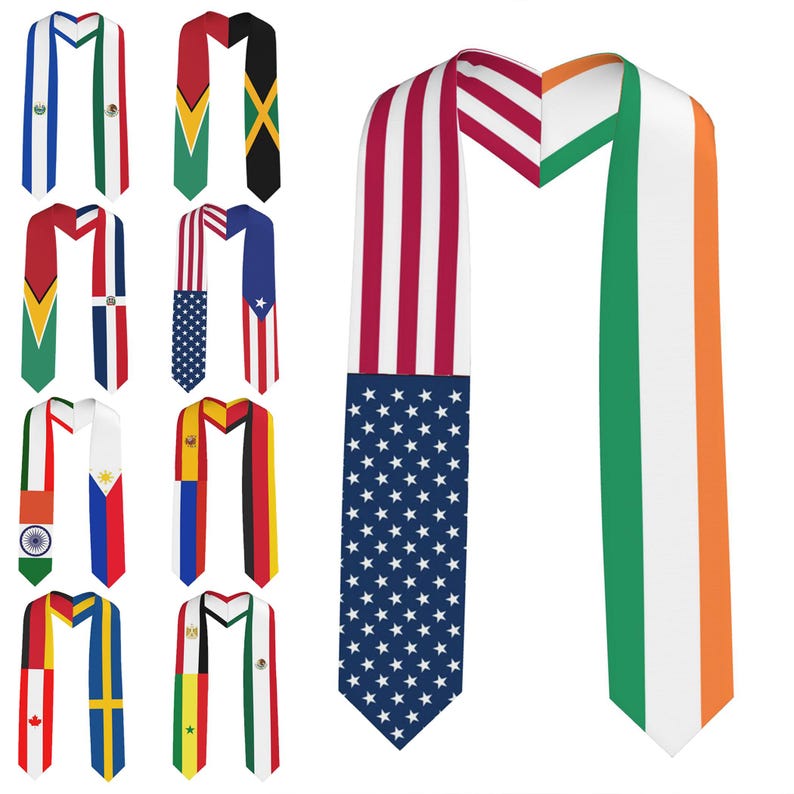 Personalized Country Flag Graduation Stole, Custom Graduation Stole ...