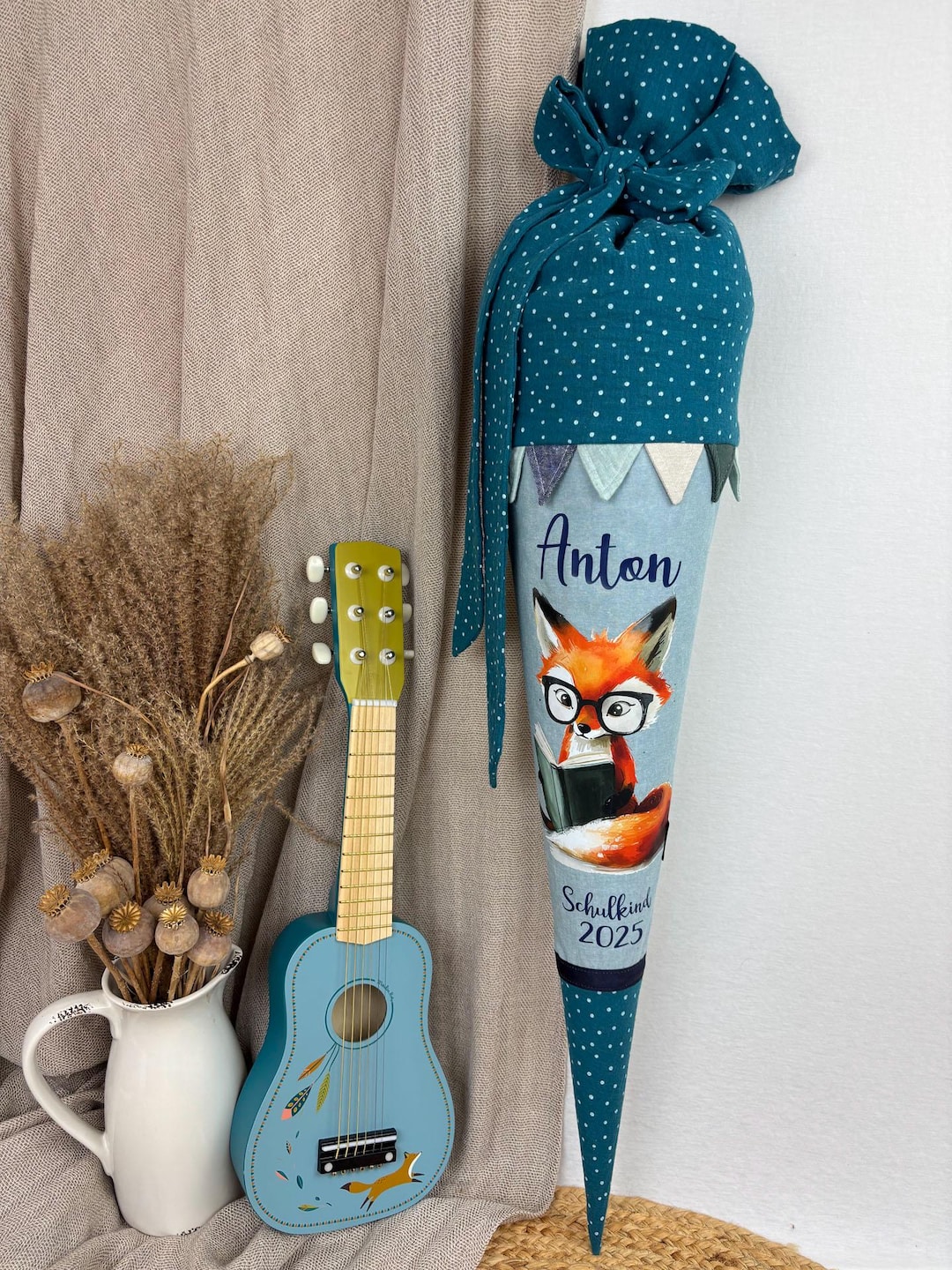 School Cone Made of Fabric, Clever Fox, Personalized School Cone, 70 Cm ...
