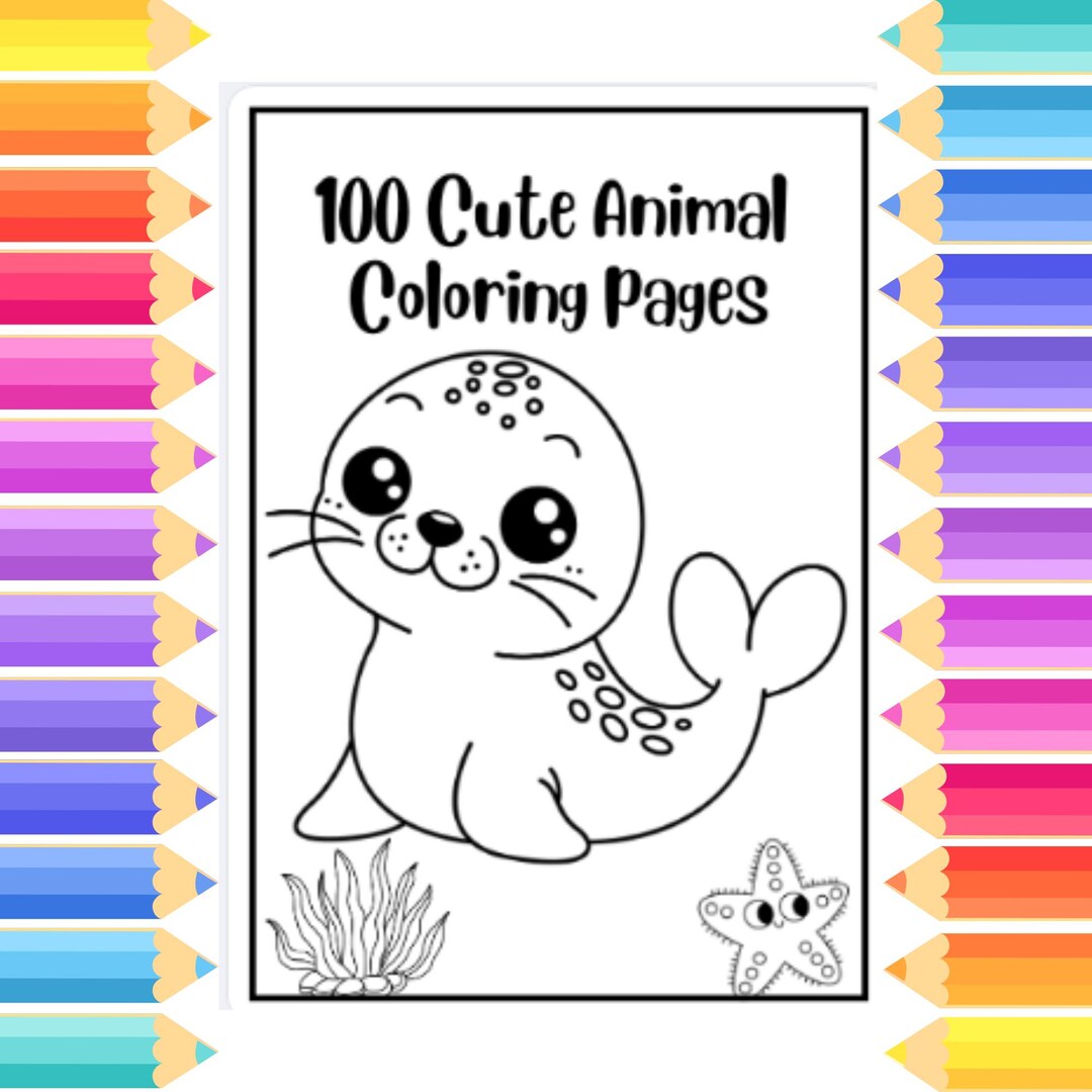 100 Cute Animal Colouring Pages - Etsy