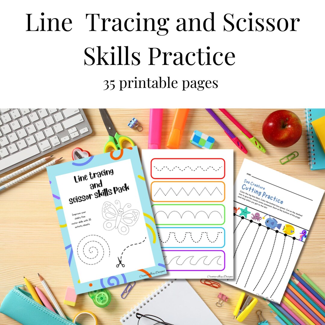 35 Page Fine Motor Skills Line Tracing & Scissor Skills - Etsy