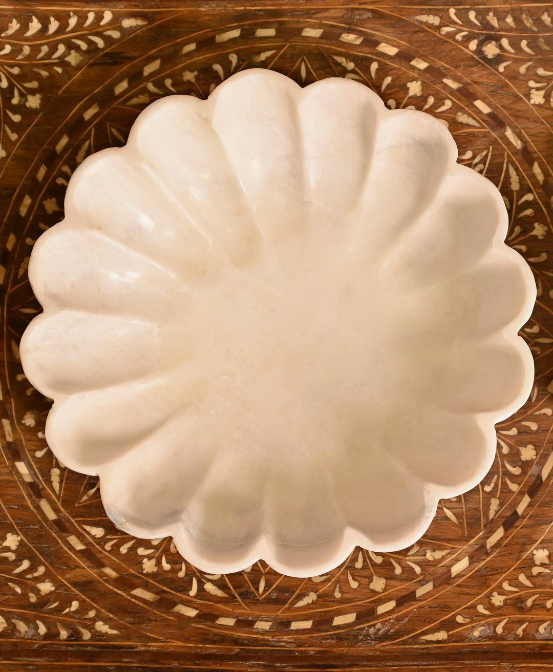 Cirque Floral White Marble Bowl Showpiece - A Delicate Fusion of ...