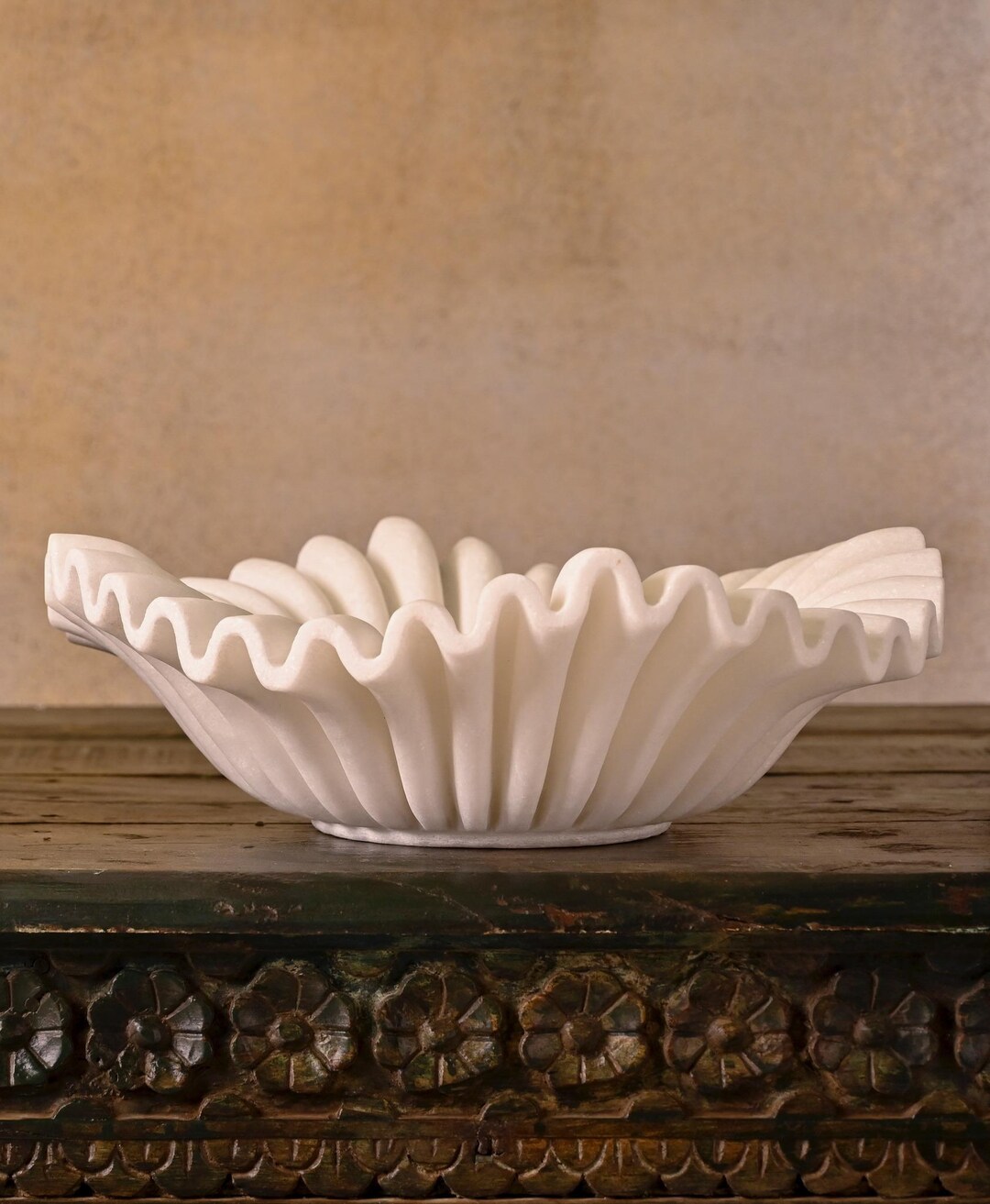 Wavy Ruffle Marble Bowl Handcrafted for Living Rooms and Table ...