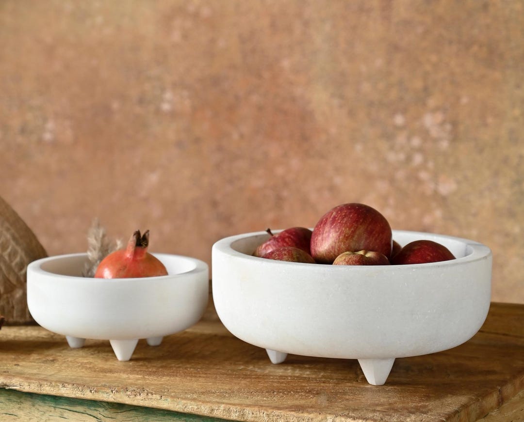 White Marble 3-legged Cauldron Bowl for Living Rooms - Etsy