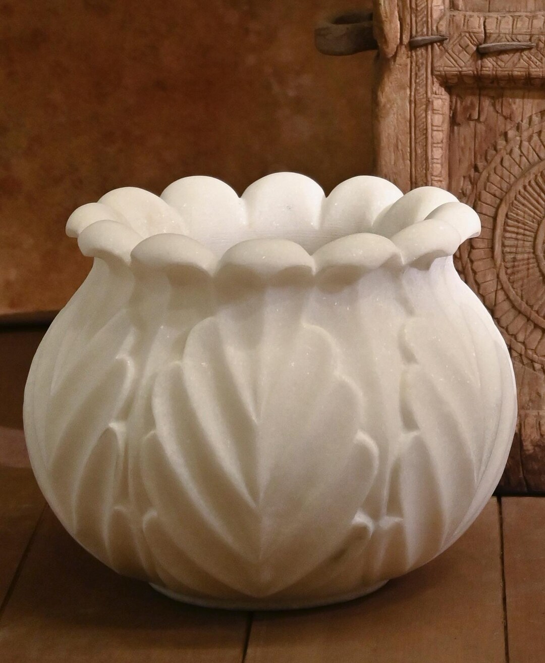 Petal Pot for Plants, Flowers Made With Pure White Natural Marble ...
