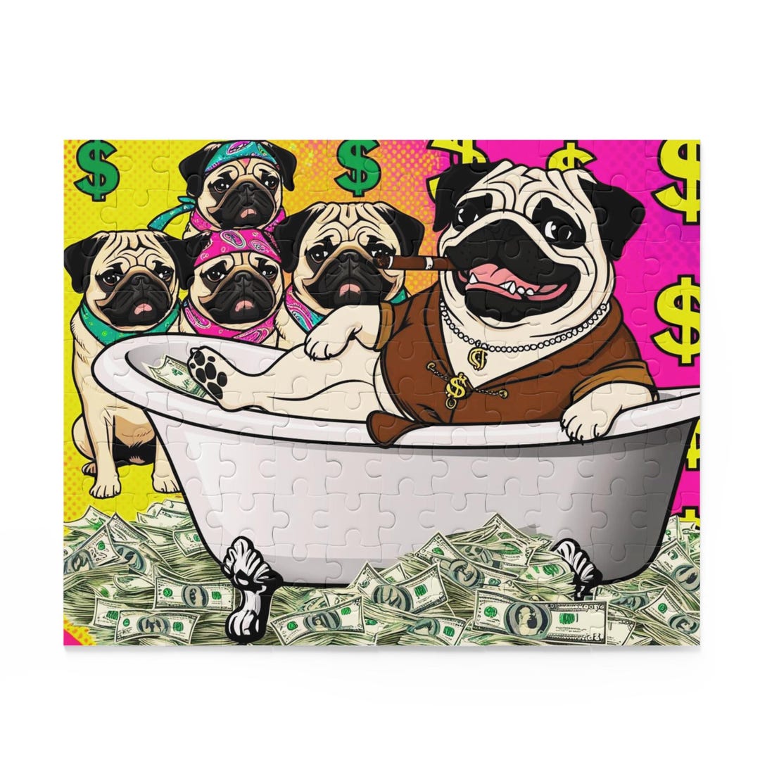 Puzzle (120, 252, 500-piece) Gangster Pug - Etsy