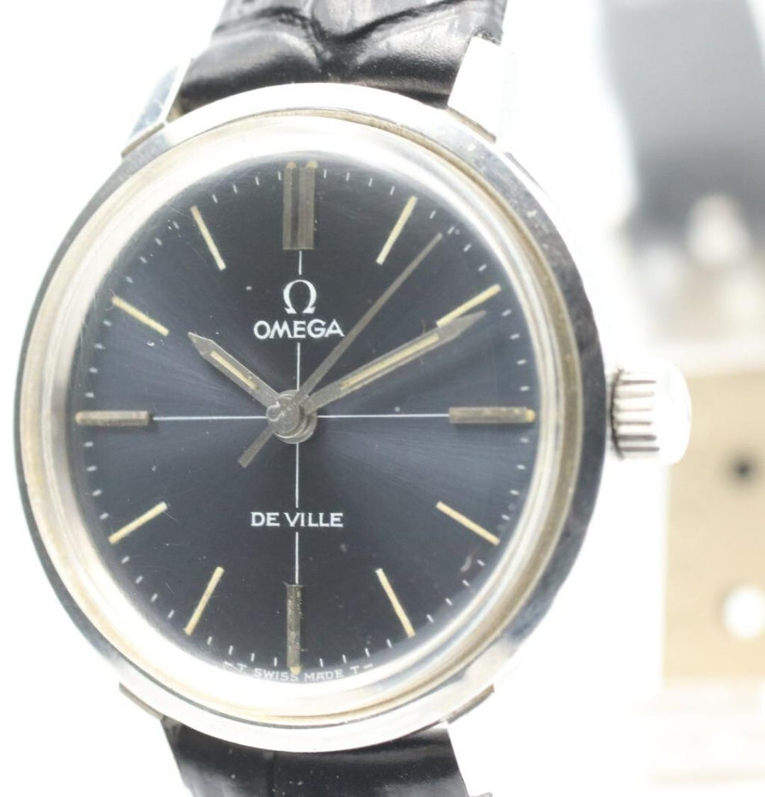 N MINT* Vintage OMEGA De Ville Tool 102 Hand Winding Navy Dial 25mm ...