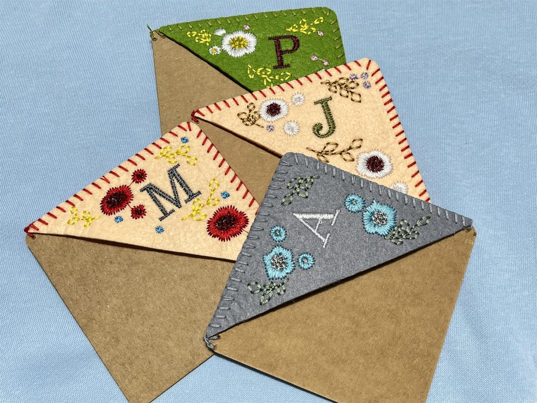 Handmade Embroidered Corner Page Bookmark, A to Z Letters Personalized ...