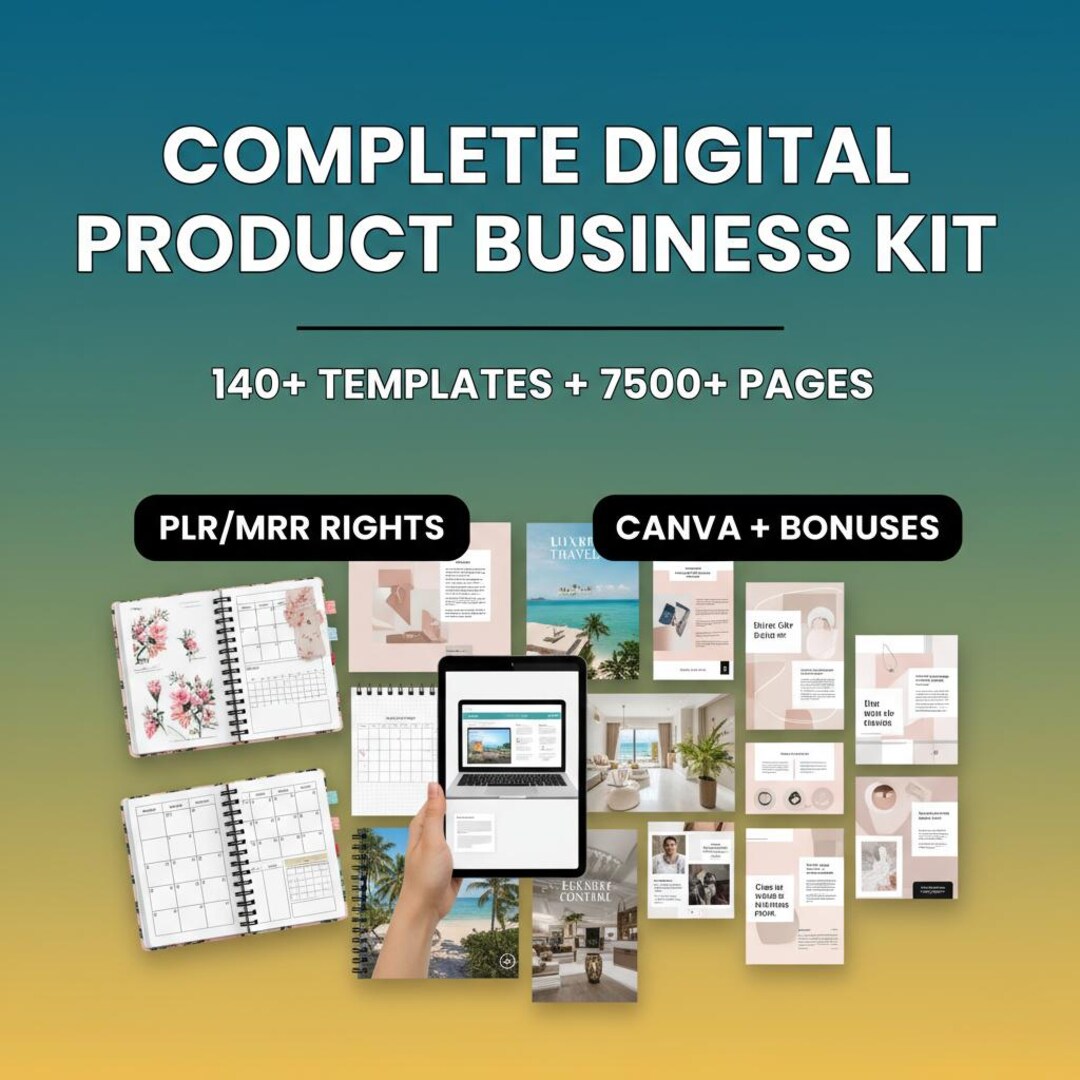 Complete Digital Product Business Kit PLR MRR | 140+ Journals Planners ...