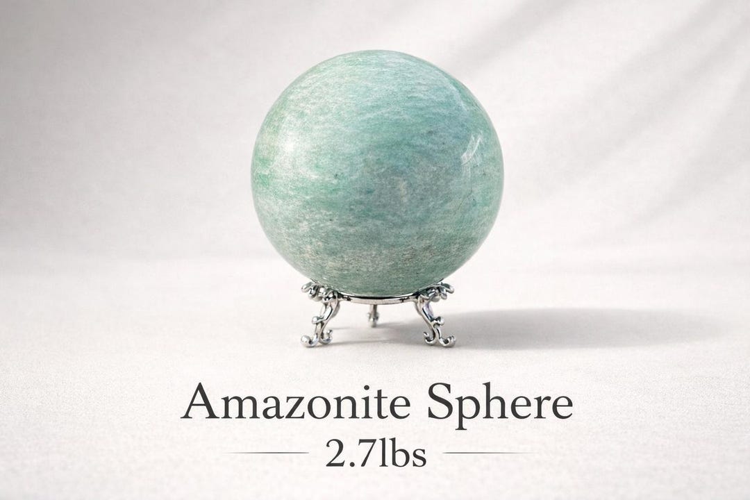 Amazonite Crystal Ball Display Stand Alone Decoration Healing Stone ...