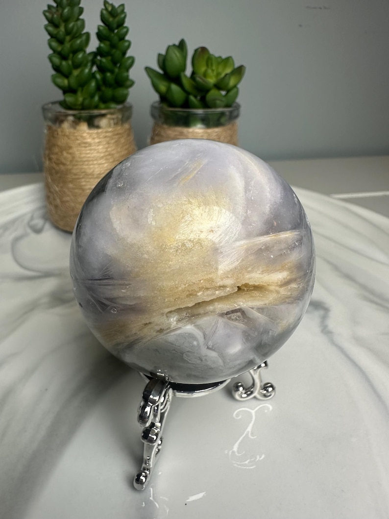 Fluorite Crystal Sphere Pyrite Inclusion Rainbow Ball Display ...