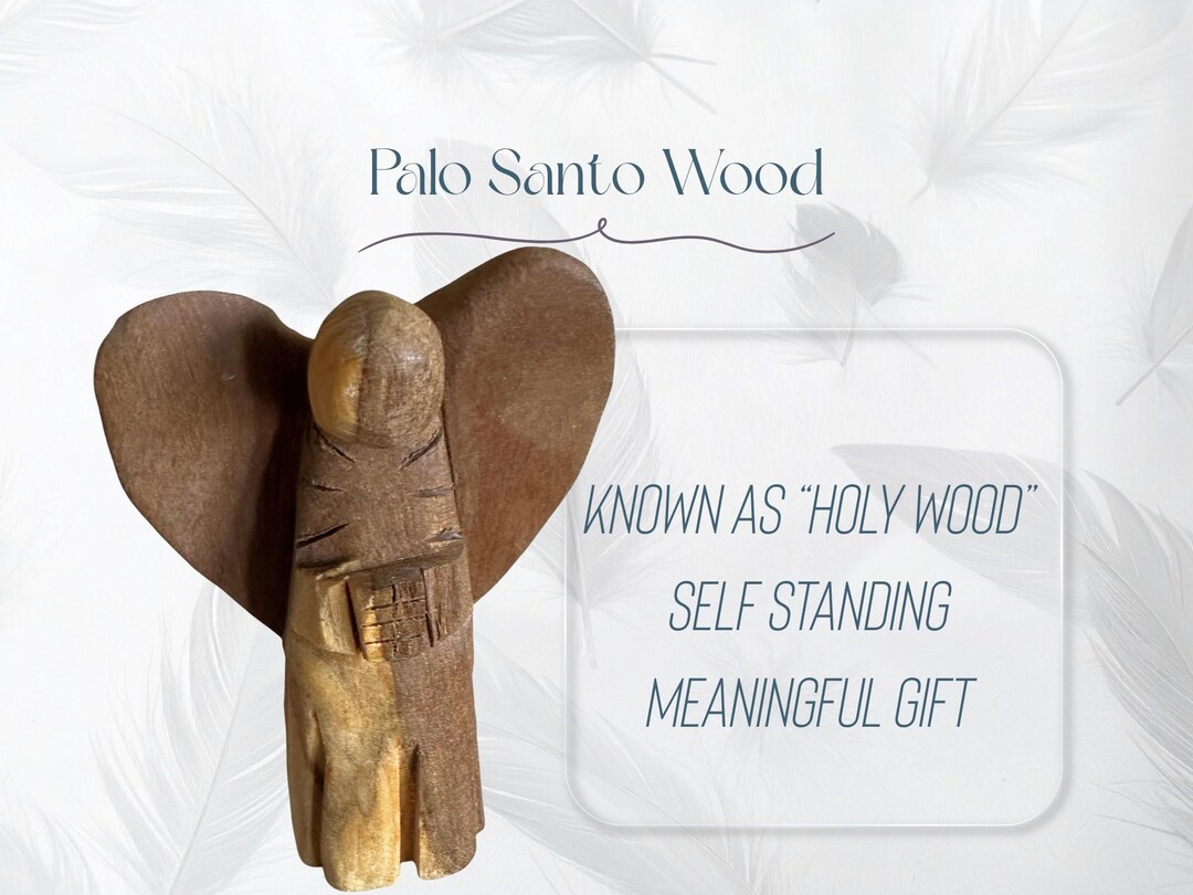 Palo Santo Angel Statue Handmade Wooden Figurine Sacred Wood Carving ...