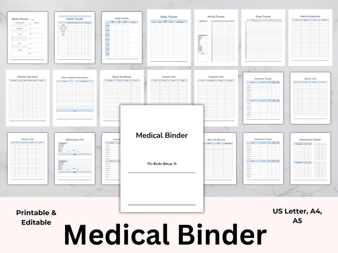 EDITABLE Medical Binder, Health Binder, Family Medical Records & Info ...