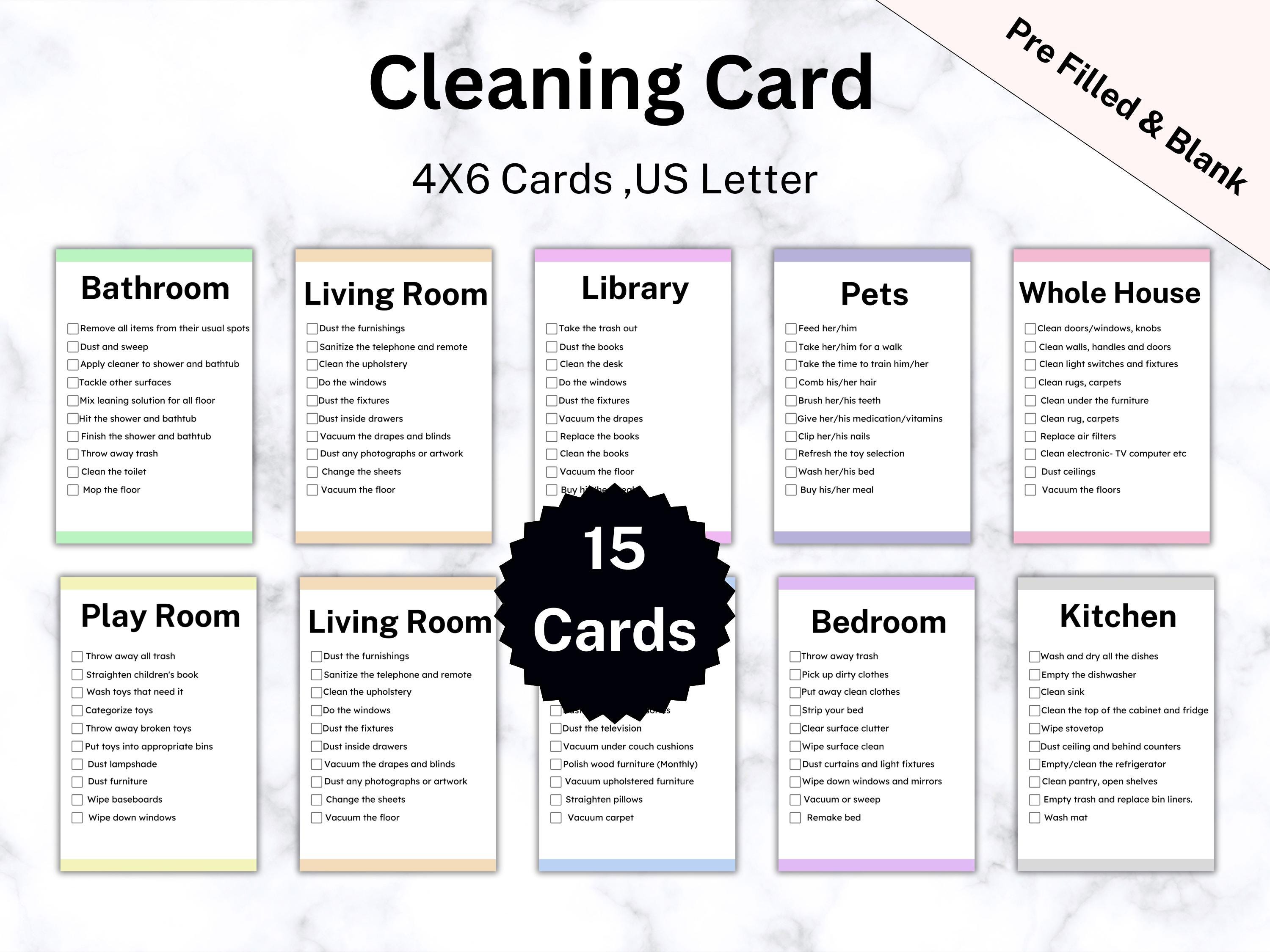 Editable Cleaning Card, Family & Kids Cleaning Checklist, ADHD ...
