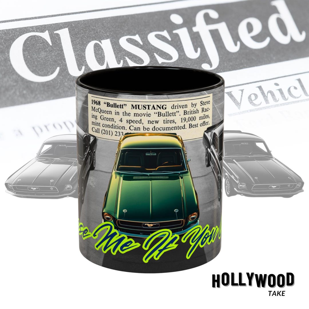 Vintage Hollywood Bullitt 1968 Mustang Mug - Gift for Car Enthusiasts ...