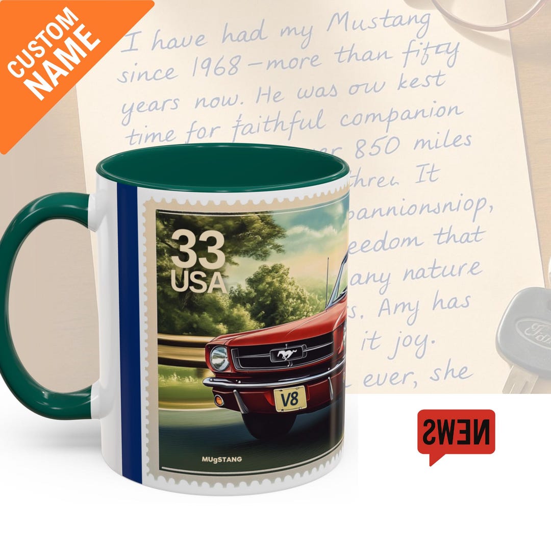 Classic Ford Mustang Stamp Design Mug - Perfect Gift for Vintage Car ...