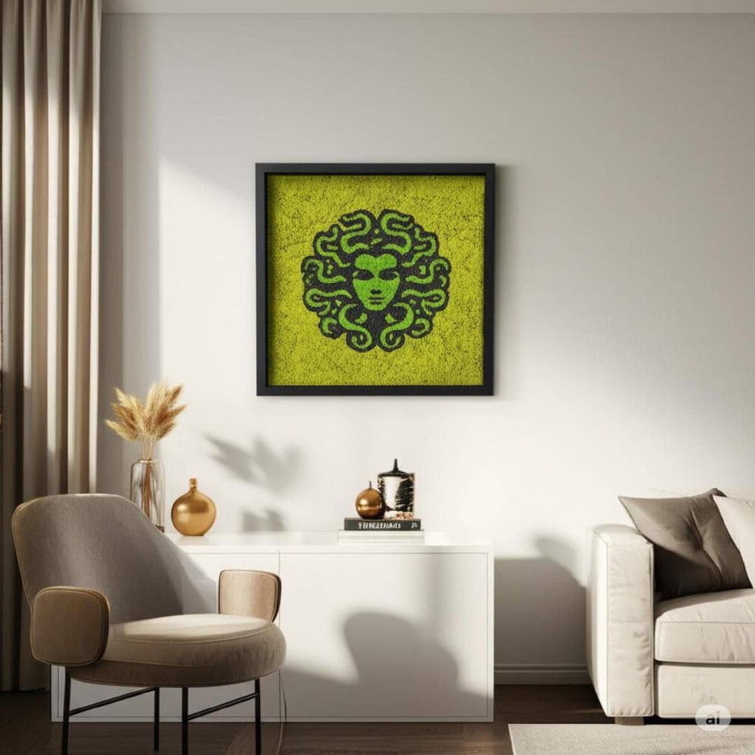 Medusa Moss Wall Art, Handmade Moss & Lichen Portrait, 18” X 18” Framed ...