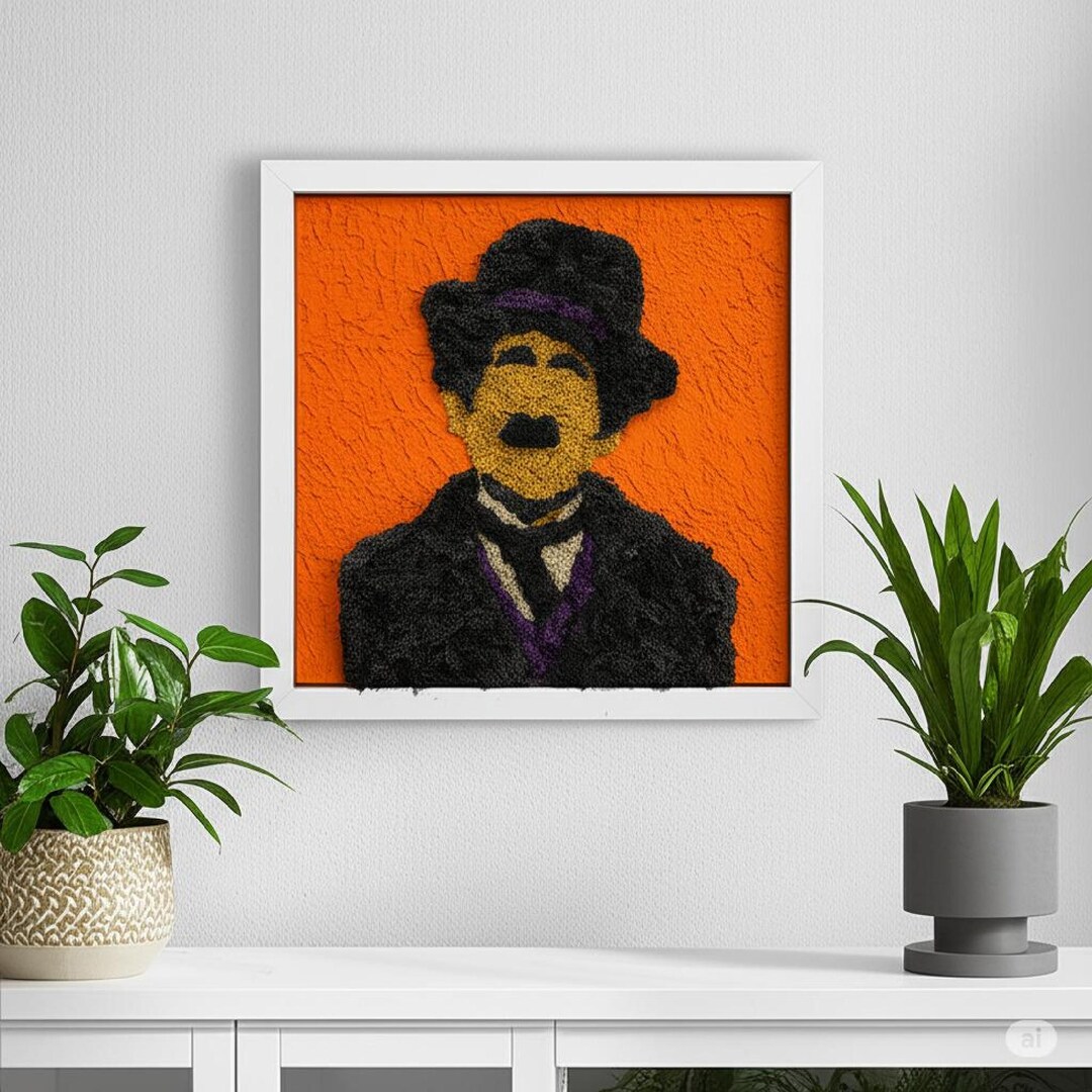 Charlie Chaplin Wall Art Moss Decor 12x12 – Handmade Vintage Movie Icon ...