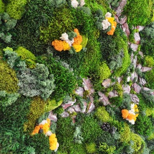 Large Rustic Moss Wall Art With Autumn Accents, 100x100cm Moss Wall Art ...