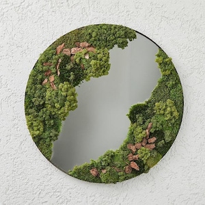 Preserved Moss Design, Handmade Moss Mirror: Natural Lichen & Bark ...