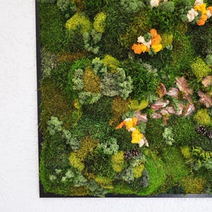 Large Rustic Moss Wall Art With Autumn Accents, 100x100cm Moss Wall Art ...