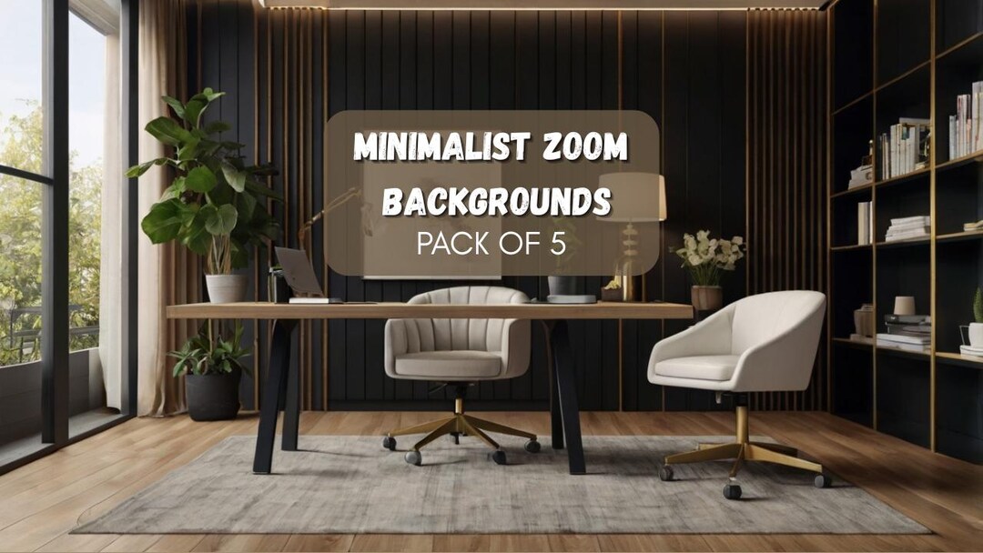 Minimalist Dark Office Zoom Backgrounds: Modern Virtual Decor (5 Pack ...