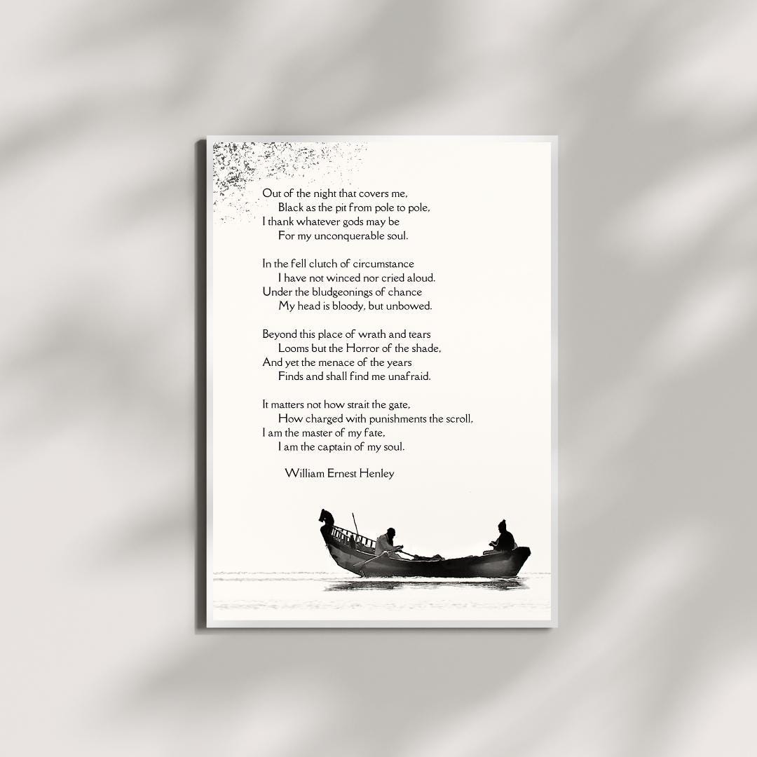 Invictus Poem Wall Art | I Am the Master of My Fate | Inspirational ...