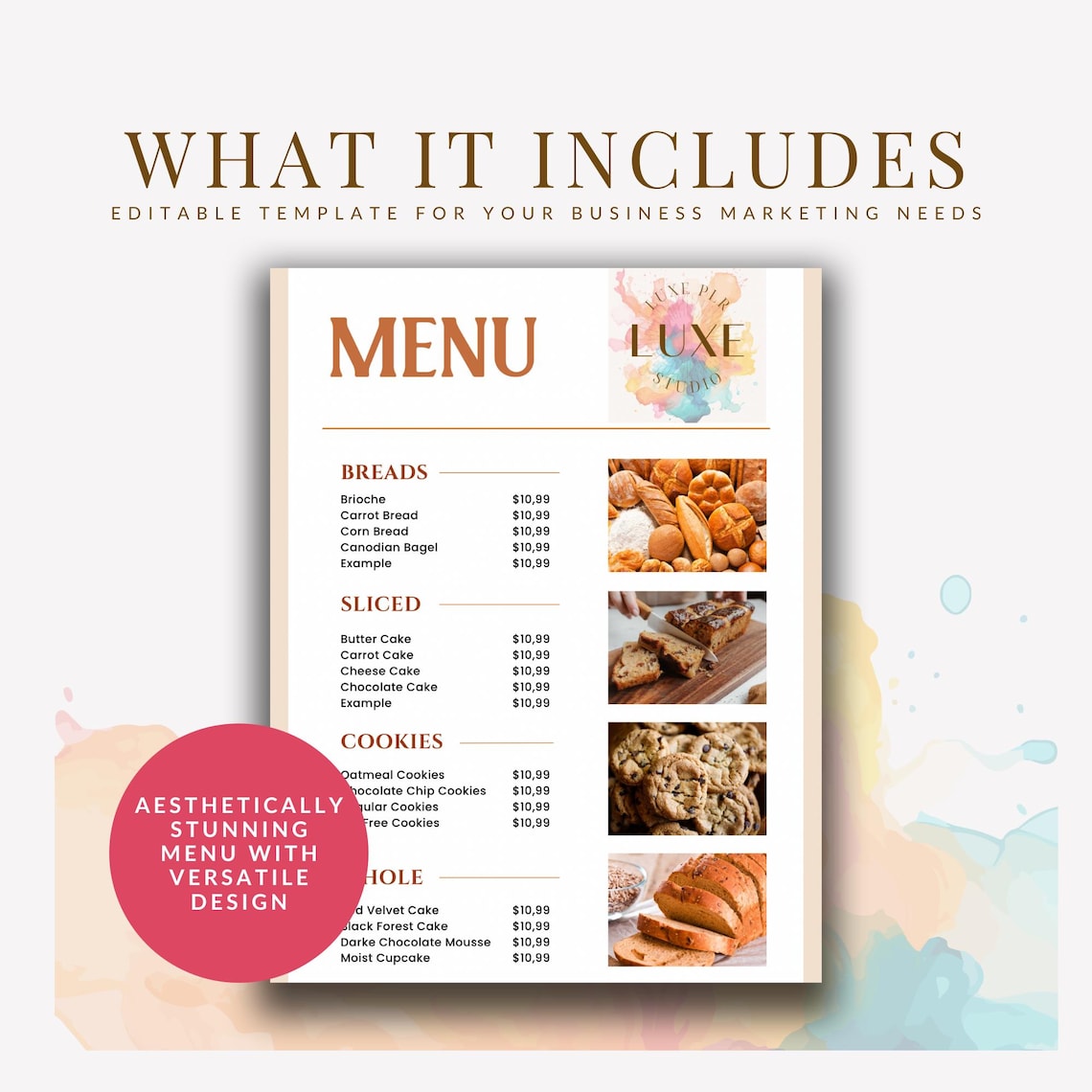 Bakery Menu Pricelist Template | Small Business Bakery Menu Template ...