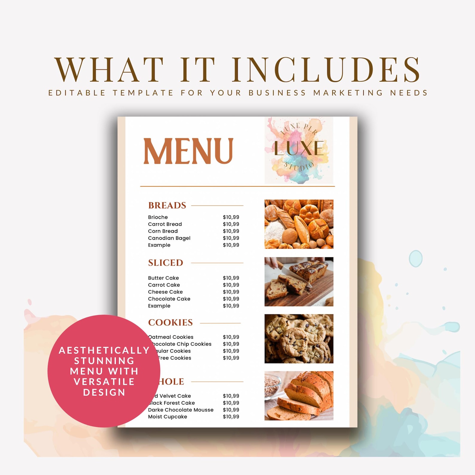Bakery Menu Pricelist Template | Small Business Bakery Menu Template ...