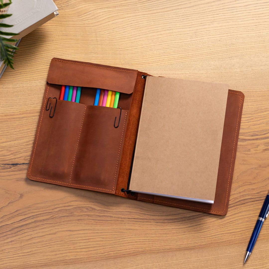 Personalized Leather Journal Cover, Engraved Notebook Cover, Refillable ...