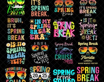 Spring Break 2025 PNG, Spring Break Squad PNG, Funny Spring PNG, Beach ...