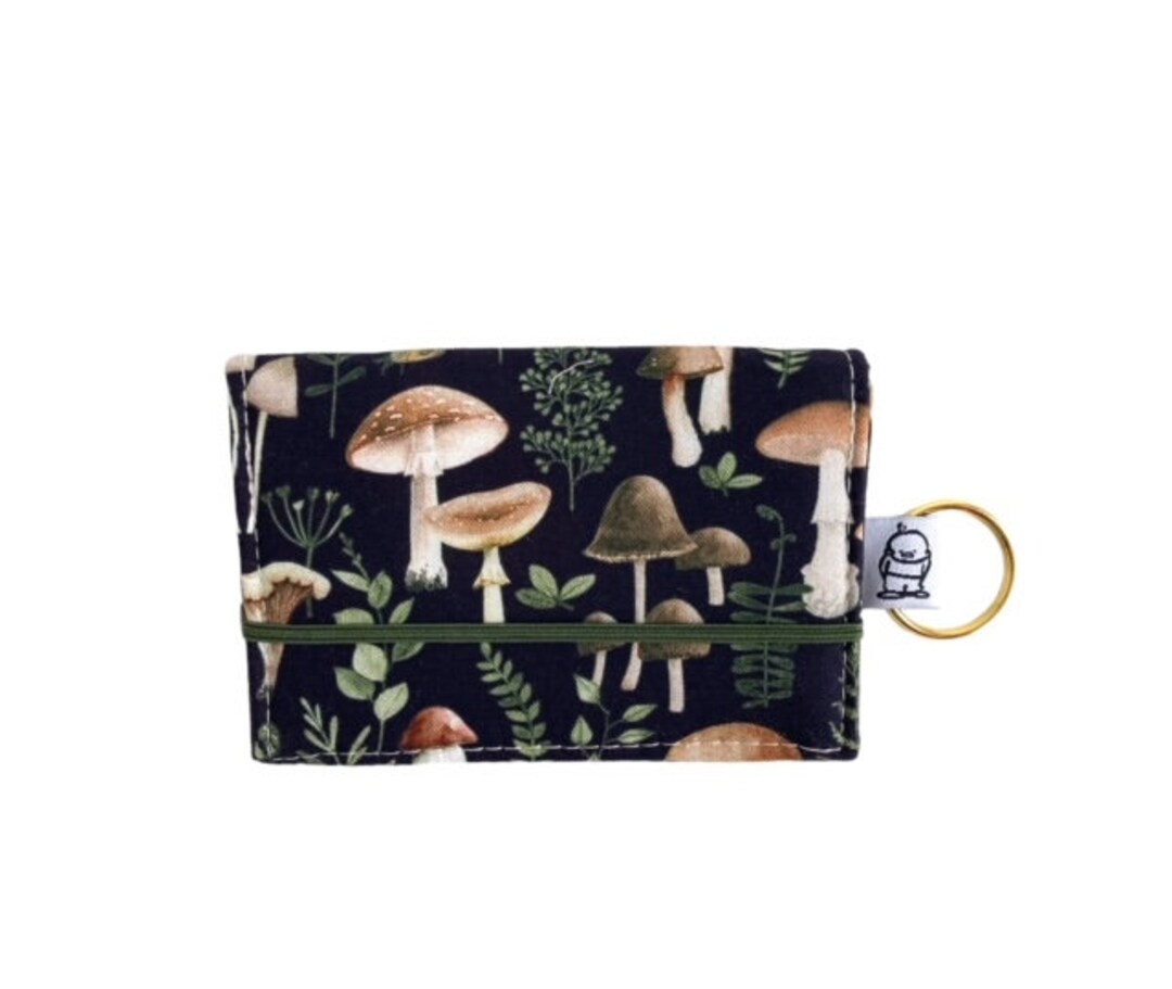 Minimalist Mushroom Lover Card Wallet and ID Case, Unisex Fabric Card ...