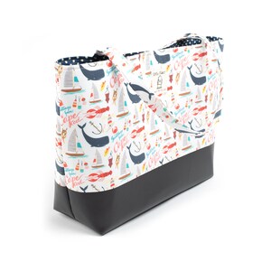 Cape Cod Print Commuter Tote, Computer Bag, Work Bag, Tote, Over Sized ...