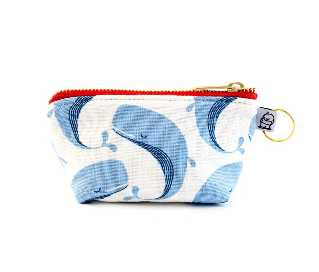 Whale Coin Purse: Nautical Zippered Pouch With Key Ring - Etsy