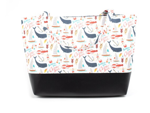 Cape Cod Print Commuter Tote Computer Bag Work Bag Tote - Etsy