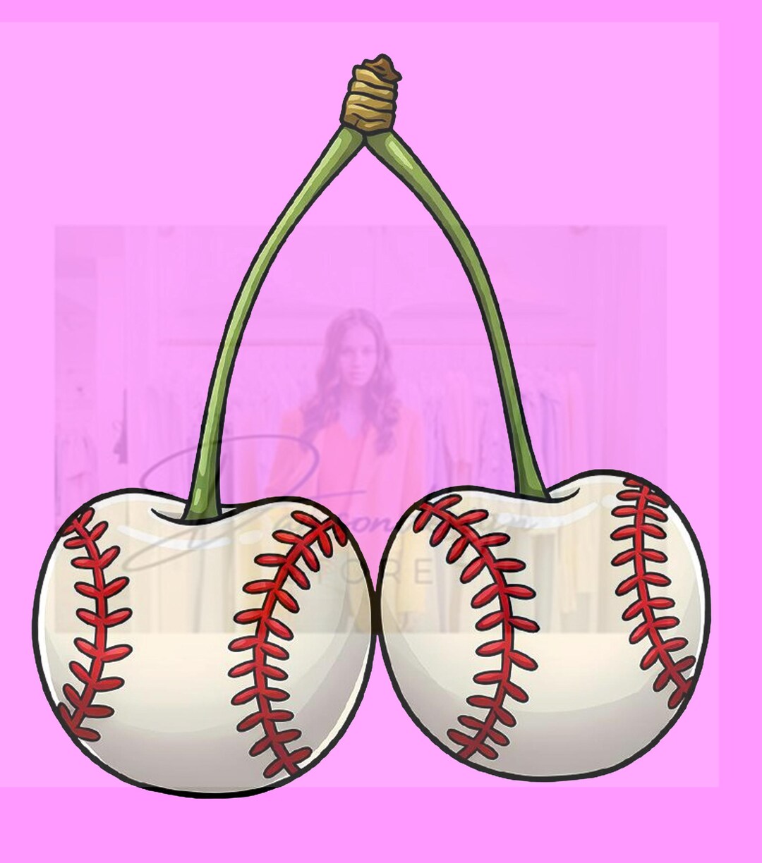 Vintage Cherry Png, Game Day Png, Baseball Cherry Png, Sports Cherry ...