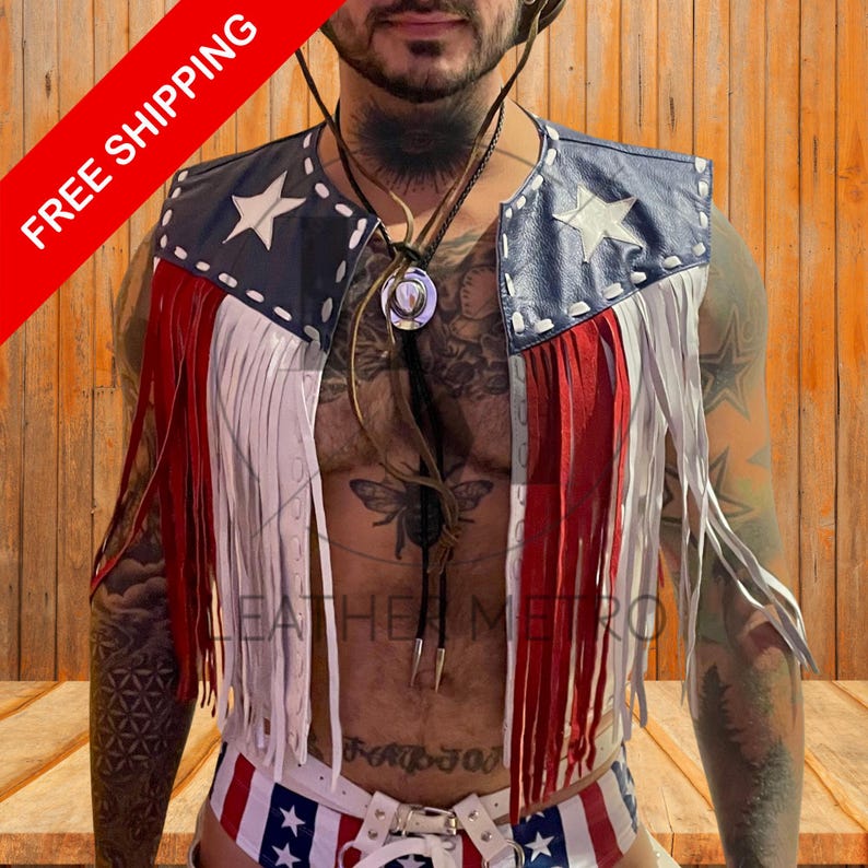 Handmade Leather Fringe Vest: Men's Western Cowboy Clothing - Etsy