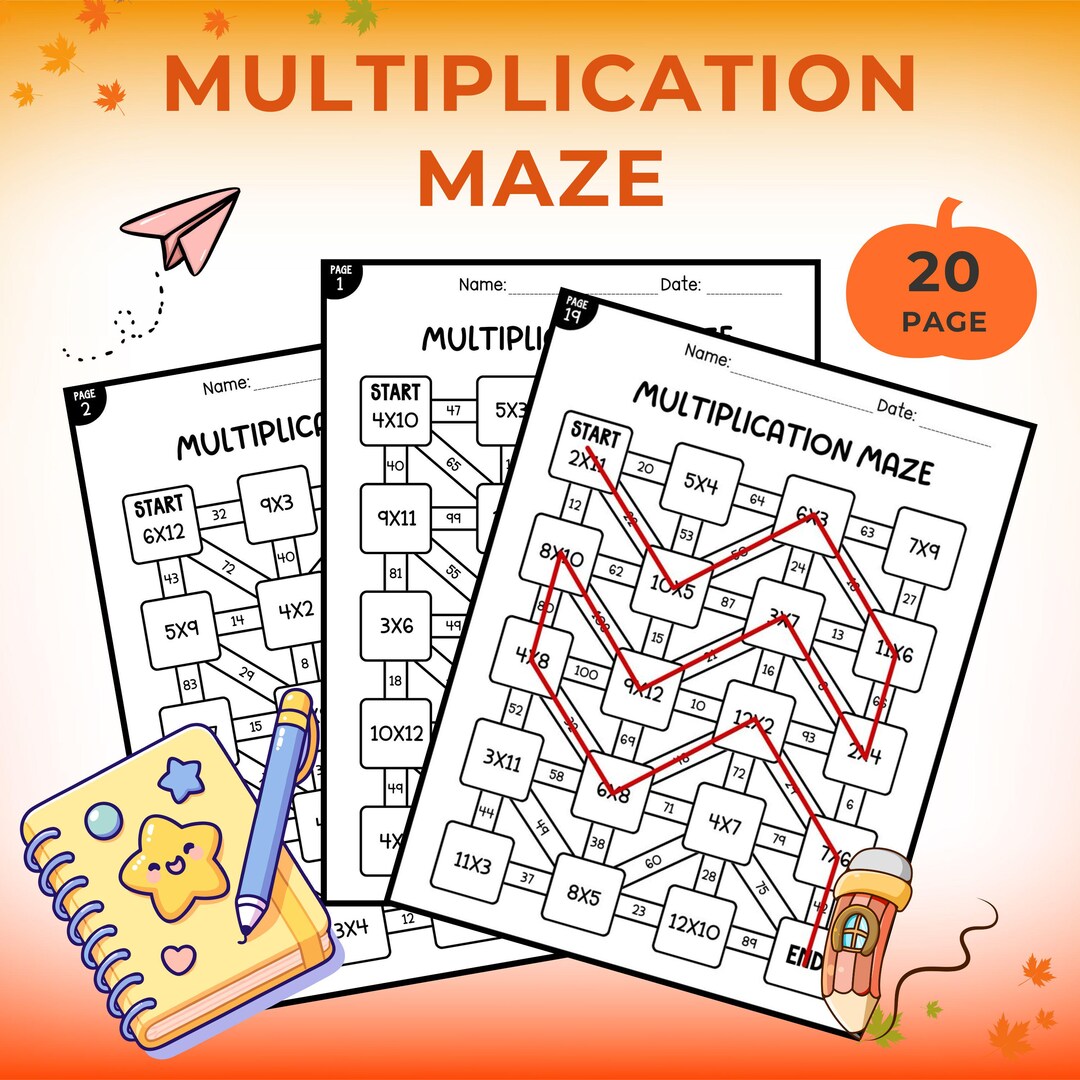 Multiplication Facts Math Mazes Challenge (2-12) - Etsy
