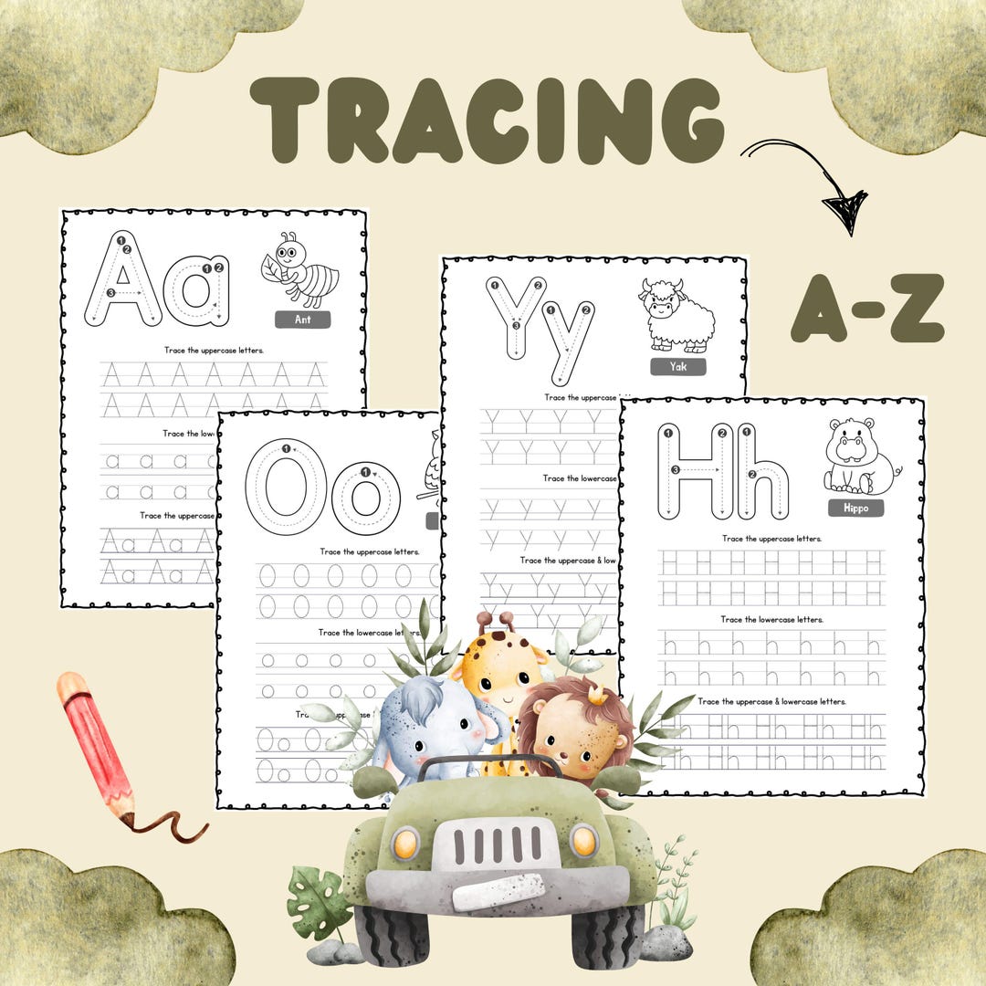 Alphabet Tracing A-Z Worksheets (upper & Lower Case) - Etsy