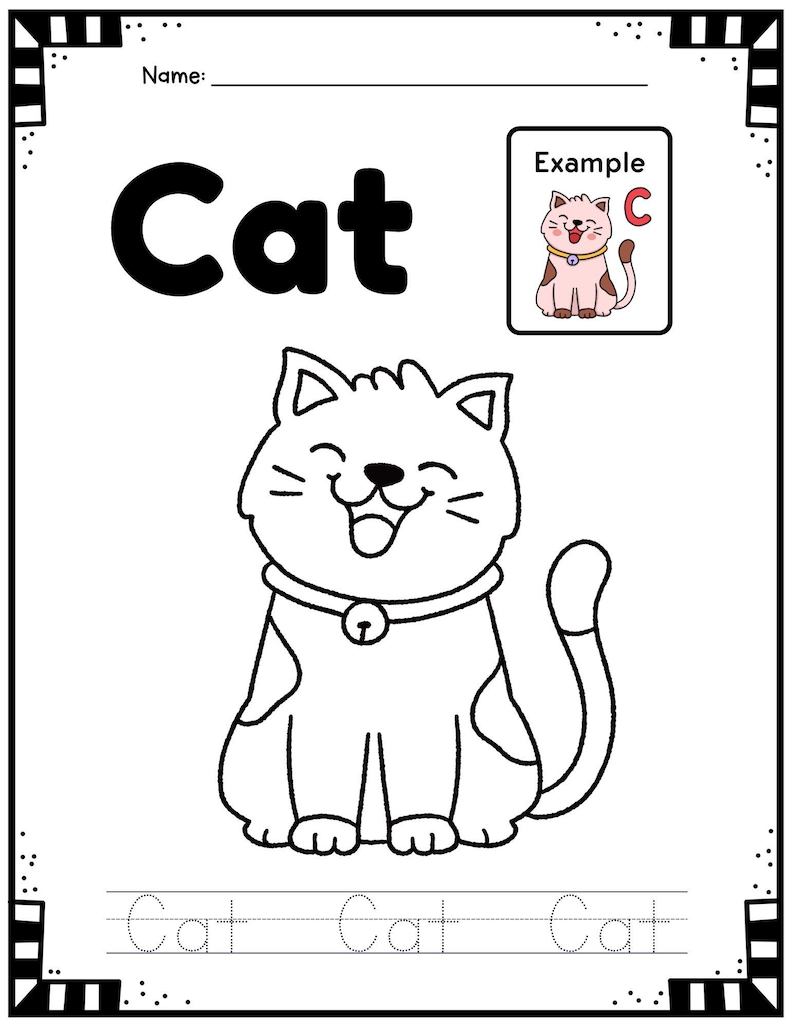 Alphabet Color and Tracing A-Z Worksheets Animal Cute - Etsy