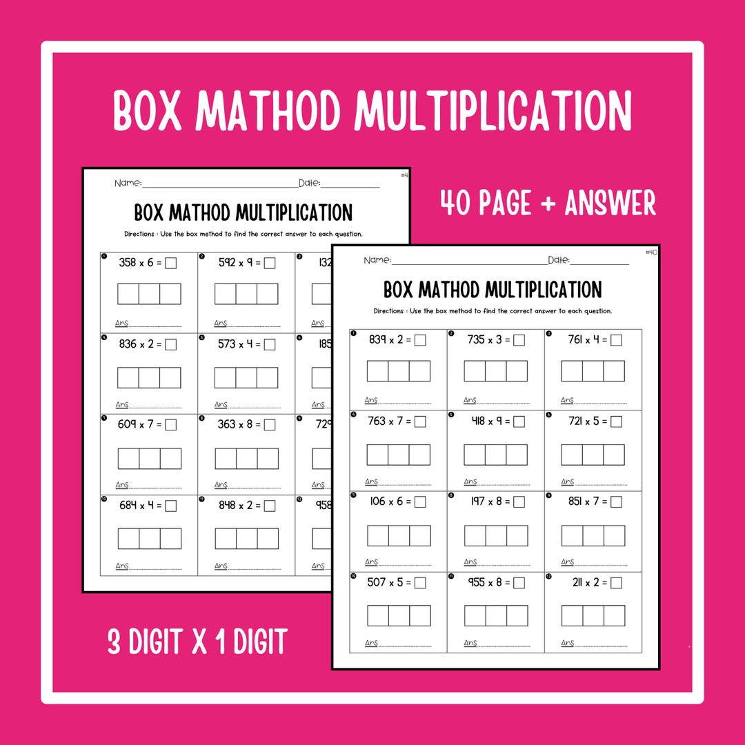 Box Method Multiplication , Area Model , 3 Digit by 1 Digit , Math ...