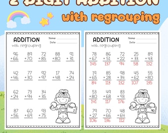 Two and Three Digit Addition | Regrouping and No Regrouping | Spring ...